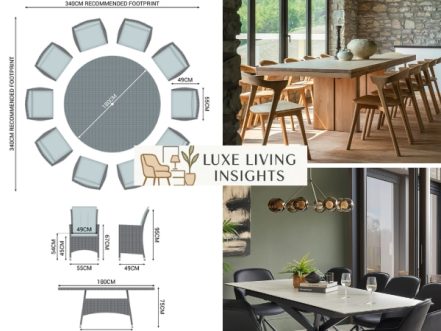 Dining table sizes in cm (Plus Inches): 6, 8, 10 & 12-Seater Chart ...
